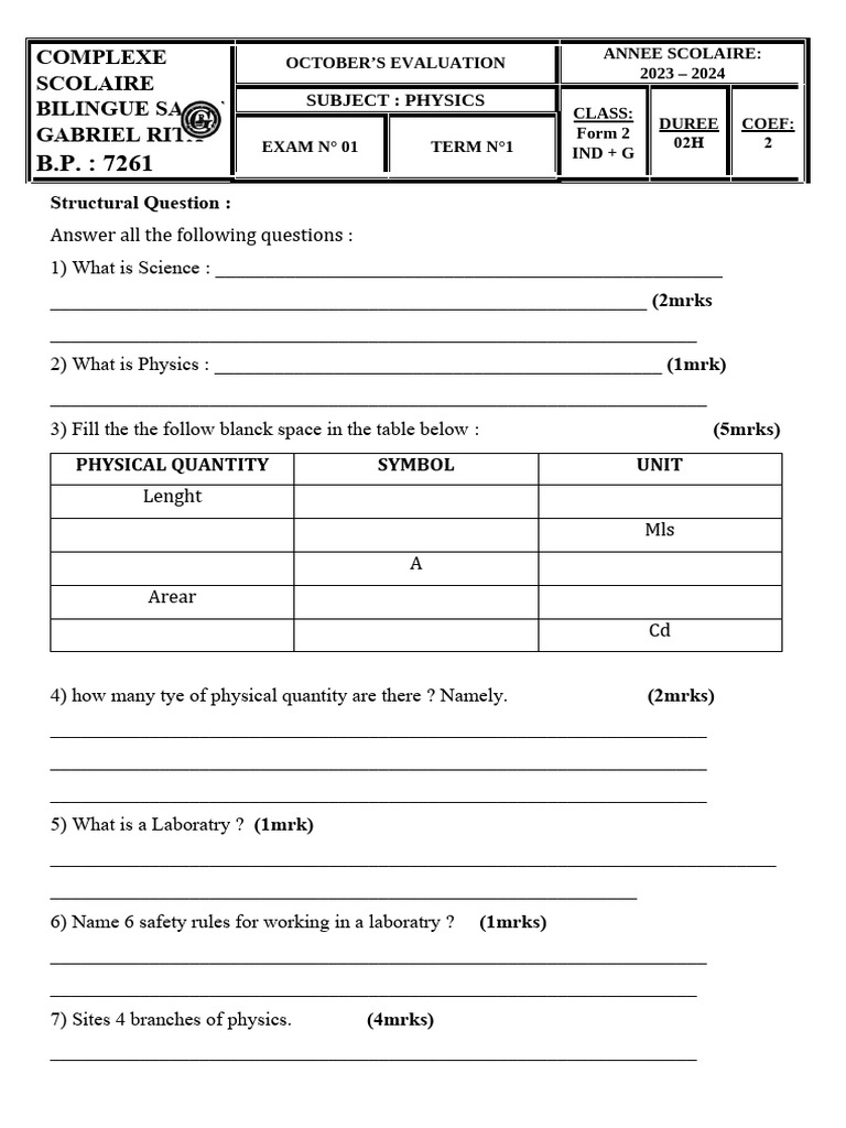 Physics Form 2 G | PDF | Atoms | Chemical Elements