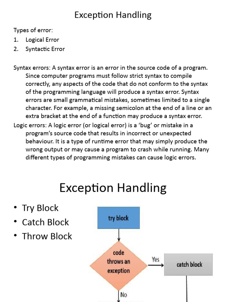 Exception Handling Pdf Parameter Computer Programming Syntax 