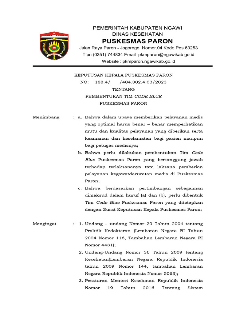 SK Tim Code Blue | PDF | Pengembangan Diri