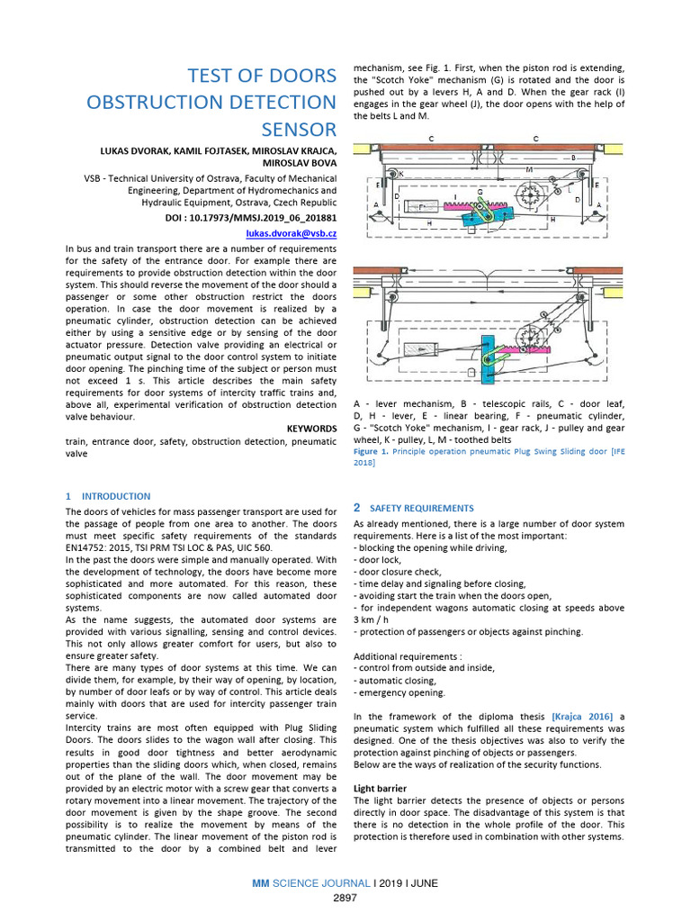 Mmscience - 2019 06 - Test of Doors Obstruction Detection Sensor | PDF ...