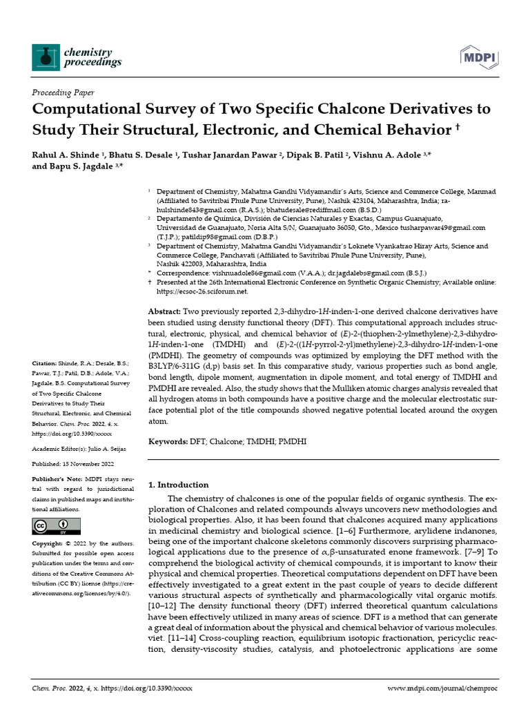 Computational Survey of Two Specific Chalcone Derivatives To Study Their Structural, Electronic ...