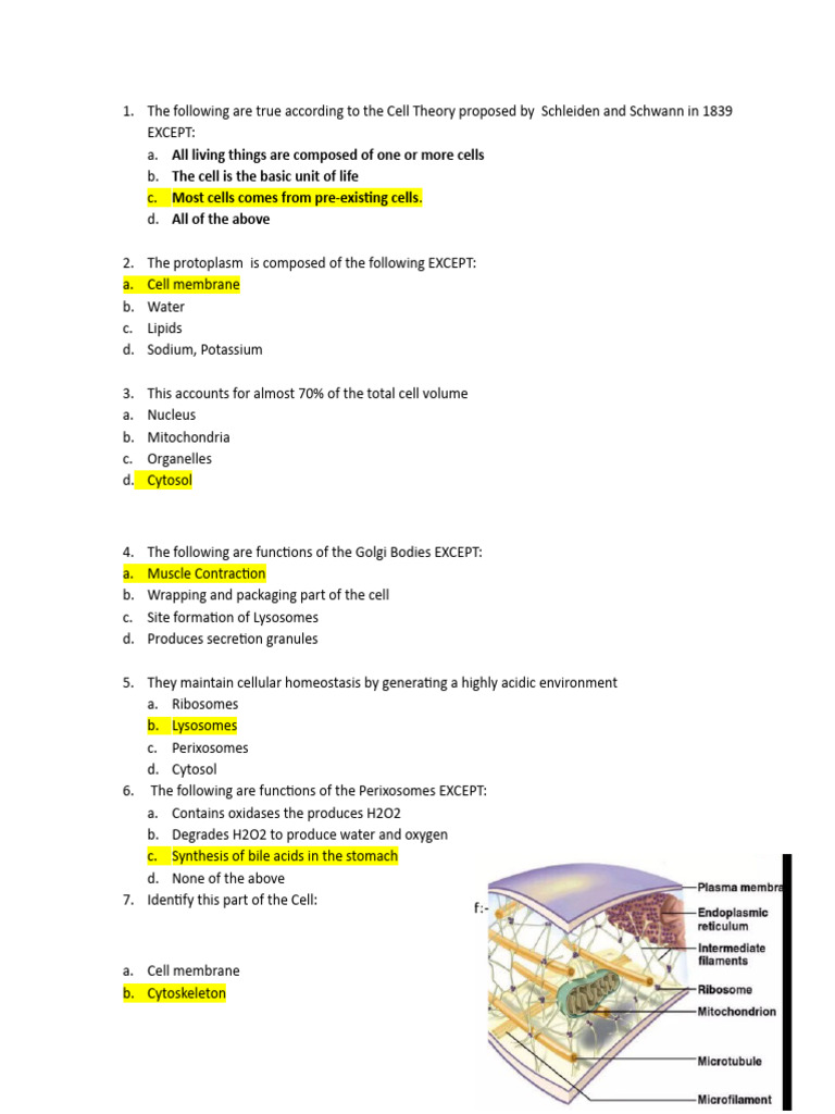 Biochem Quiz Cell To IV Fluids | PDF | Cell (Biology) | Cell Membrane