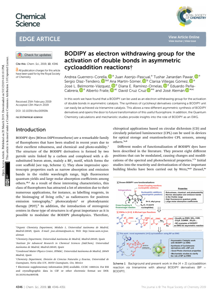 2019 CS BODIPY As Electron Withdrawing Group For The Activation of ...