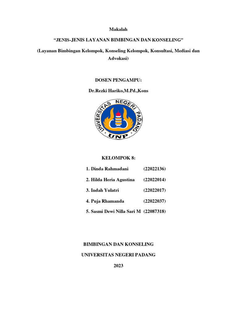 Makalah Bimbingan Dan Konseling Kelompok 8-1 | PDF