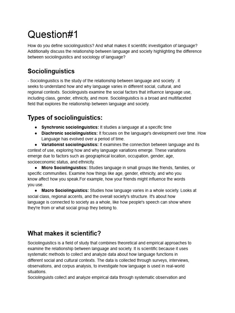 Sociolinguistics Notes 1 Pdf Sociolinguistics Multilingualism