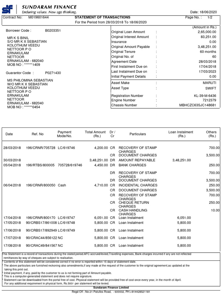 HP Statement of Accounts M019601644 | Download Free PDF | Cheque | Banks