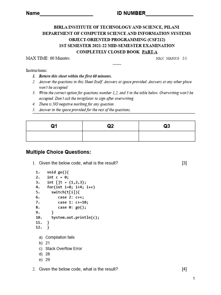 Midsem 2021 (Solved) | PDF | Object Oriented Programming | Software