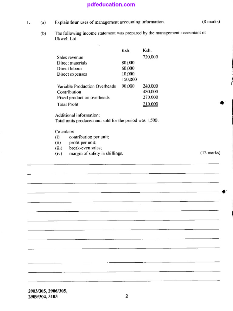 Managerial Accounting Diploma KNEC Past Exam Papers July 2013 | PDF