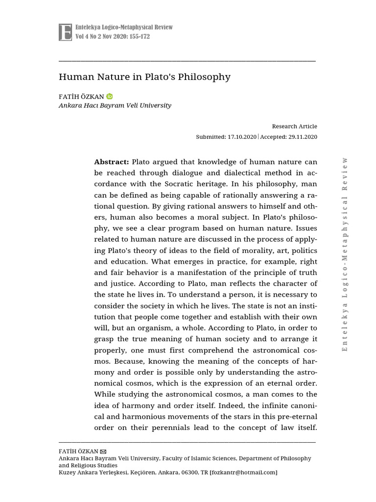 Human Nature in Plato's Philosophy (#857455) - 1499487 | PDF | Plato | Soul