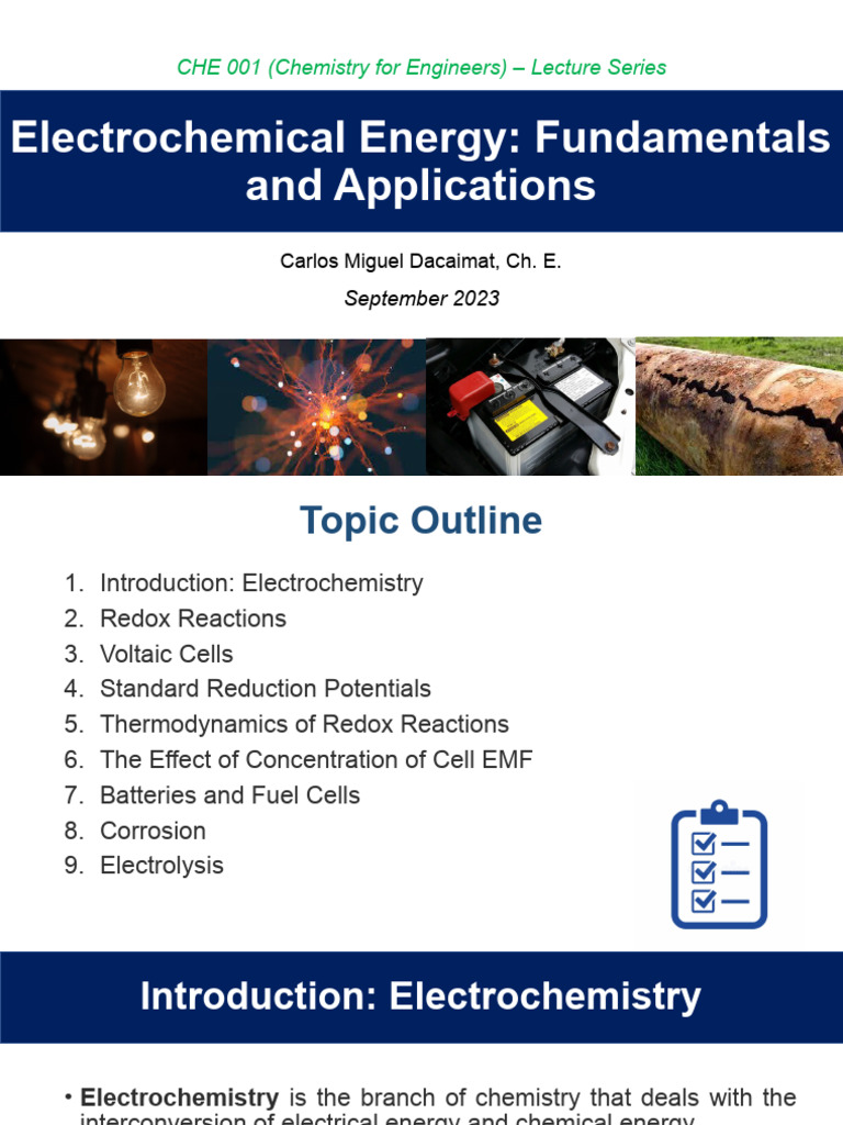Module 1 - Electrochemical Energy | PDF | Redox | Electrode