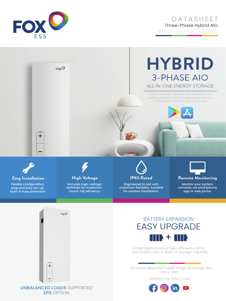 Three-Phase Hybrid AIO Datasheet | PDF | Electrical Grid | Electromagnetism