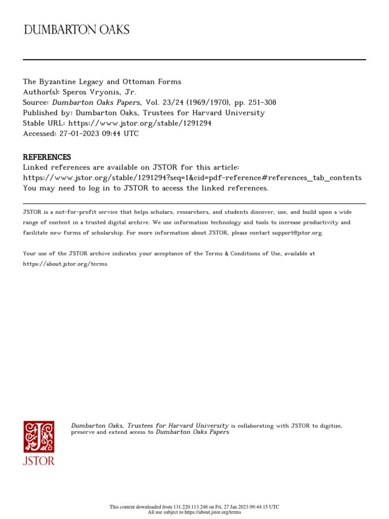 Speros Vryonis - The Byzantine Legacy and Ottoman Forms | PDF | Turkey ...