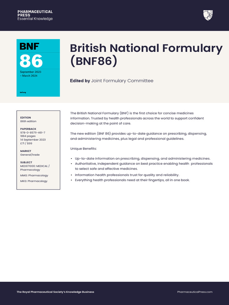 BNF 86: Essential Guide for Health Pros | PDF | Science & Mathematics