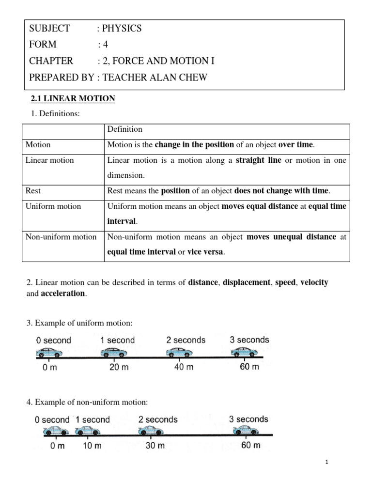 Physics Form 4 Chapter 2.1 and 2.2 | PDF | Acceleration | Velocity