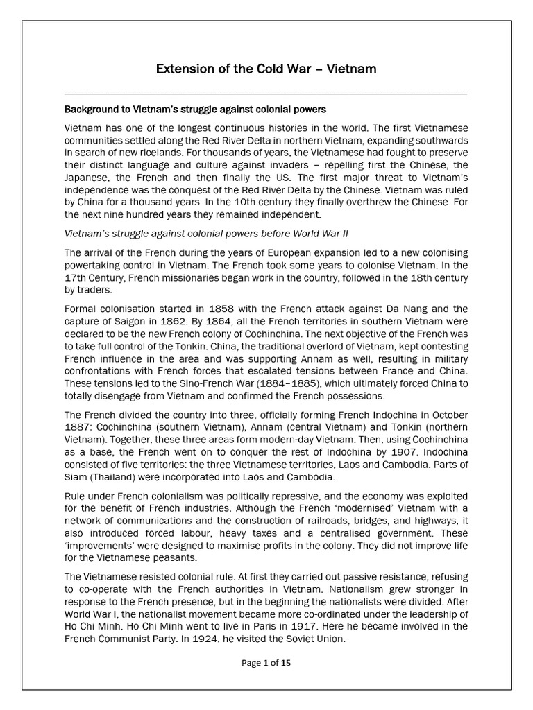 Extension of The Cold War | PDF | Vietnam War | Viet Cong