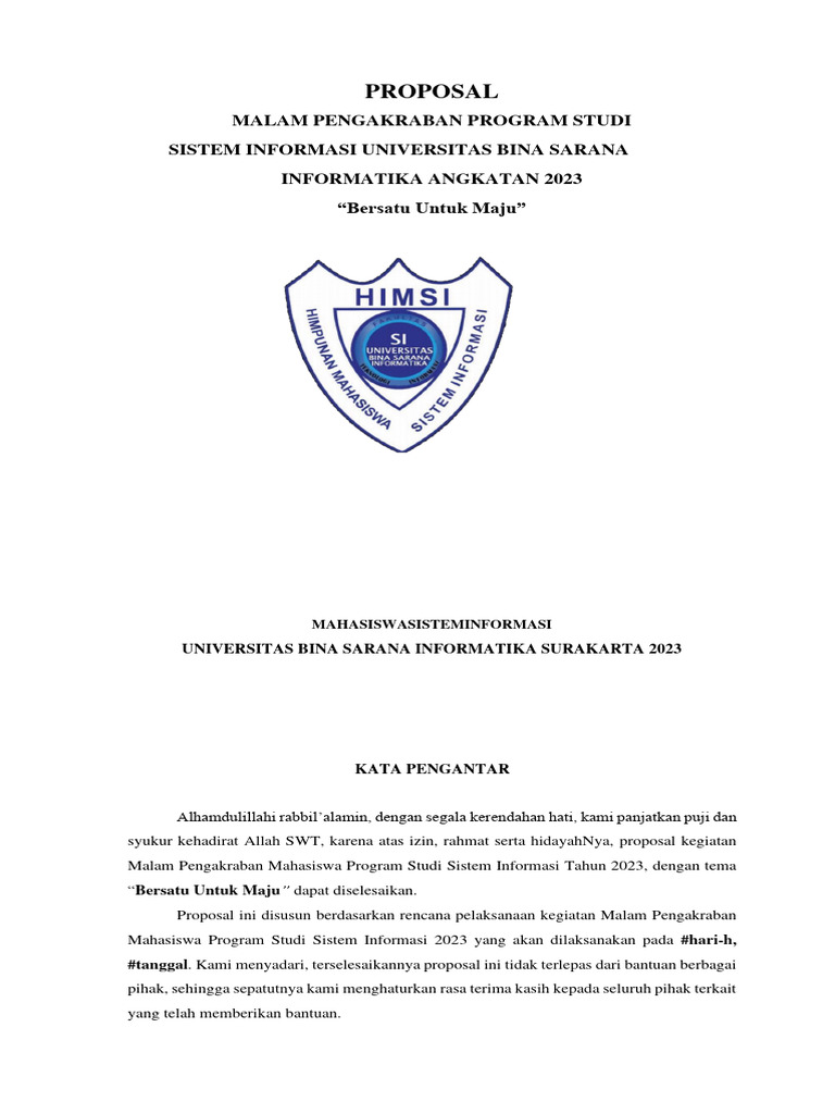 Proposal Makrab Mahasiswa SI 2023 | PDF