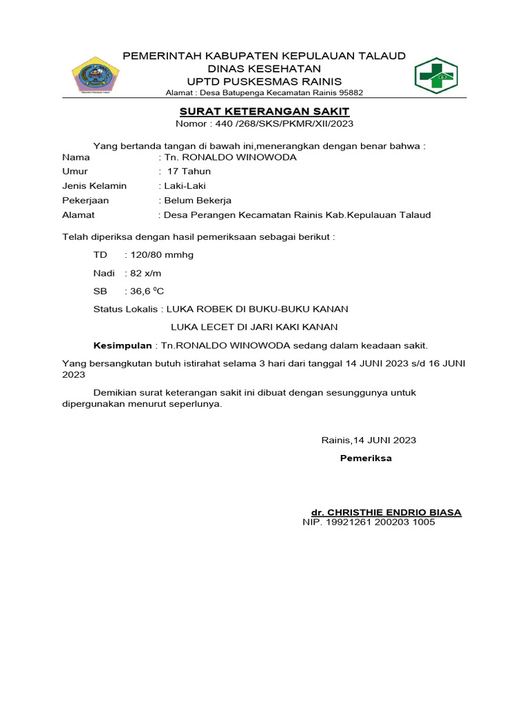 Surat Keterangan Sakit | PDF