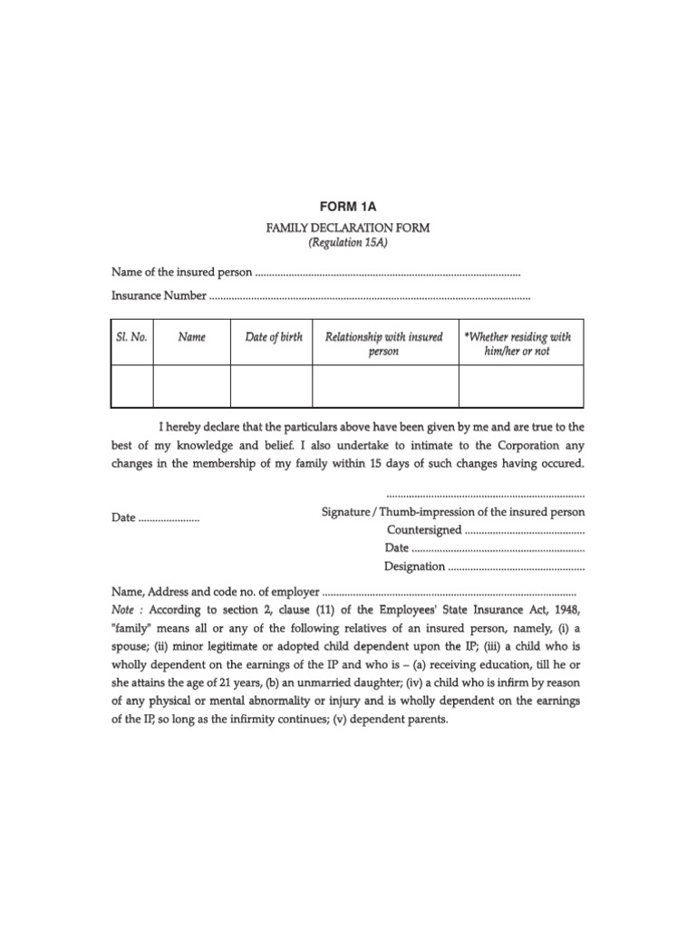 Family Declaration Form 1A Details | PDF | Justice | Crime & Violence