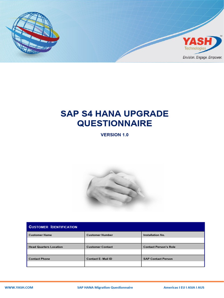 SAP HANA Upgrade Questionnaire Ver 2.0 | PDF | Operating System | Databases