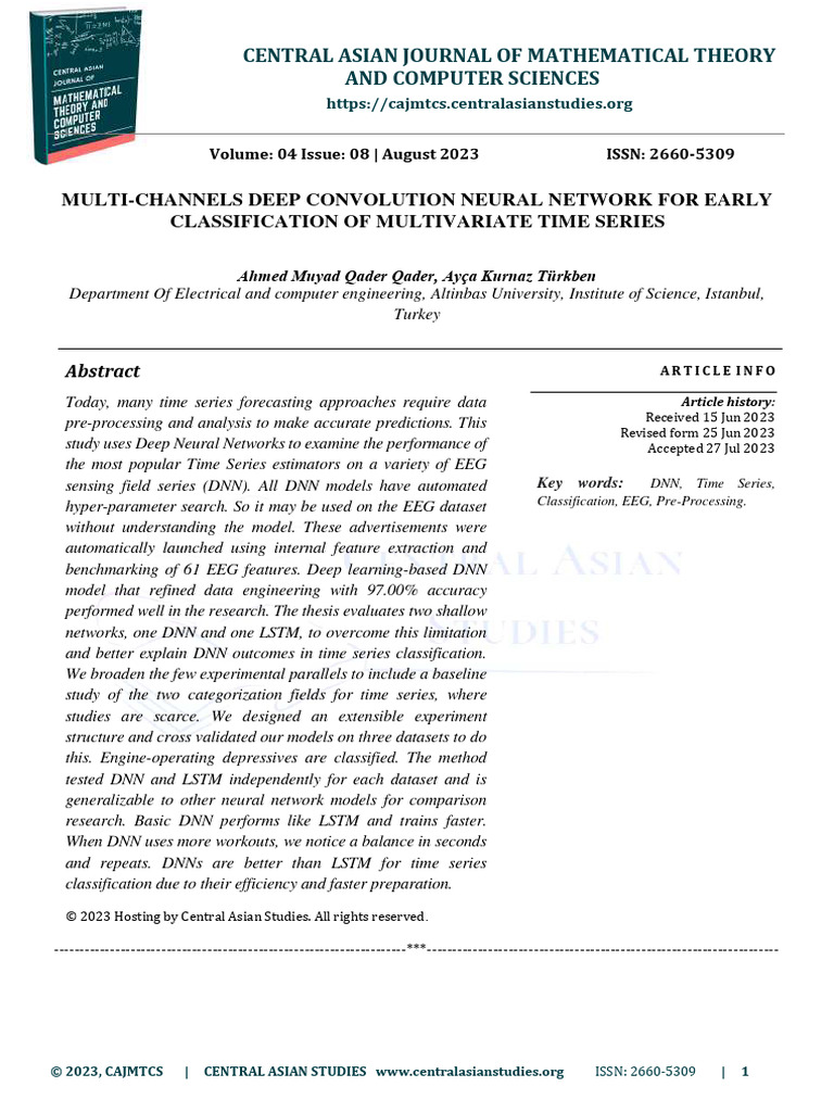 Multi-Channels Deep Convolution Neural Network For Early Classification of Multivariate Time ...