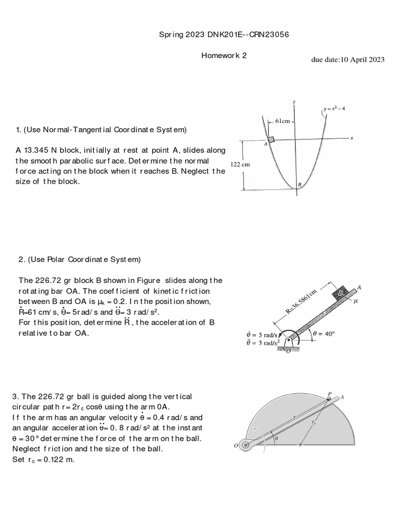 HW 2 | PDF | Force | Friction