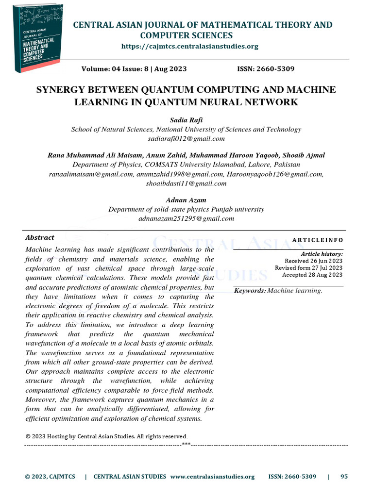 Synergy Between Quantum Computing and Machine Learning in Quantum ... Synergy Between Quantum Computing and Machine Learning in Quantum ...