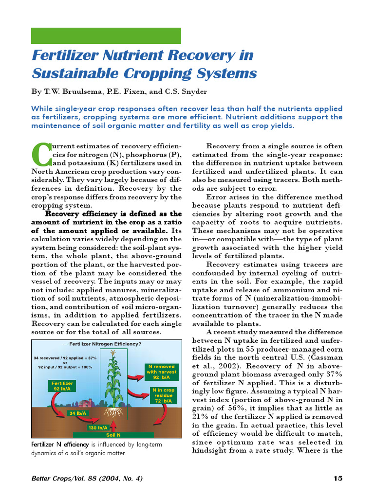 Fertilizer Nutrient Recovery | PDF | Soil | Fertilizer