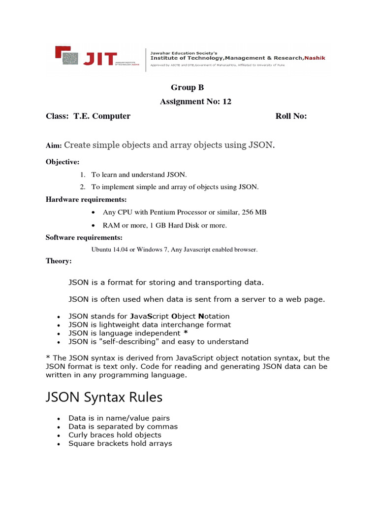 Dbms Assignment 12 | PDF | Json | Java Script
