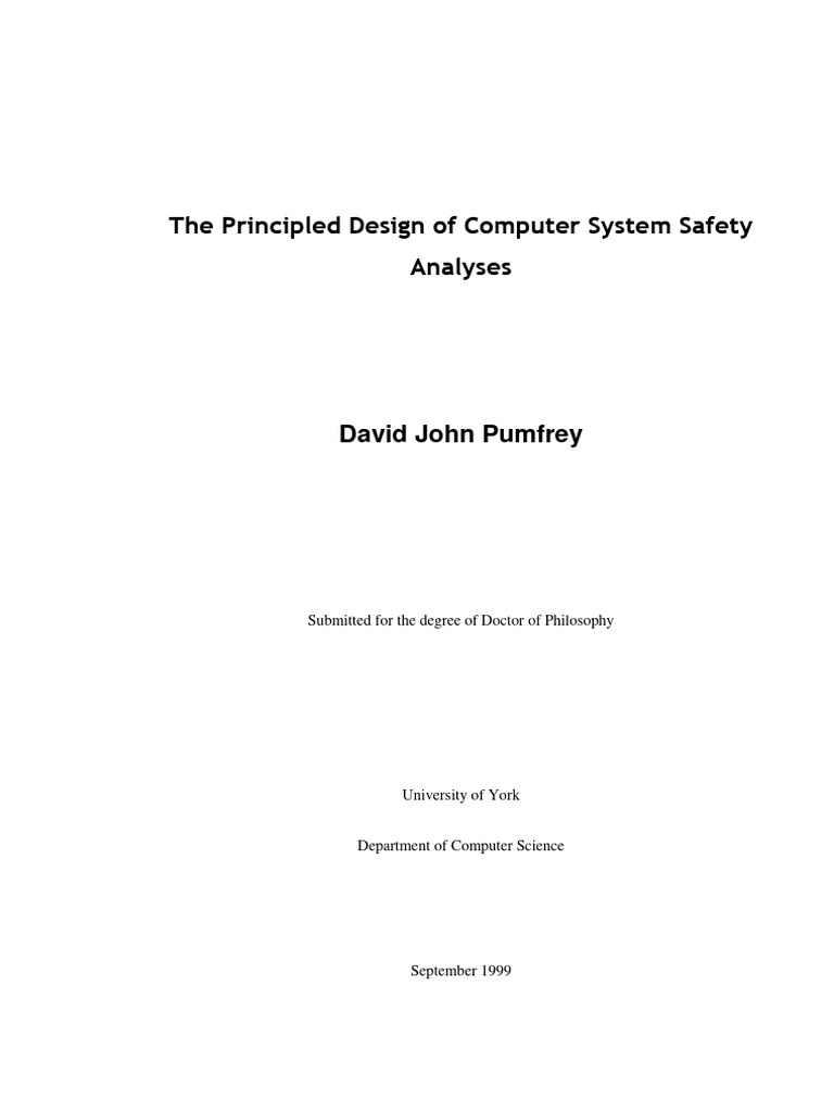 The Principled Design of Computer System Safety 1999 | PDF | Airship | Analysis