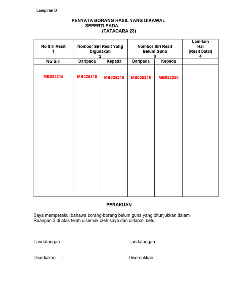 Borang Hasil Dikawal | PDF