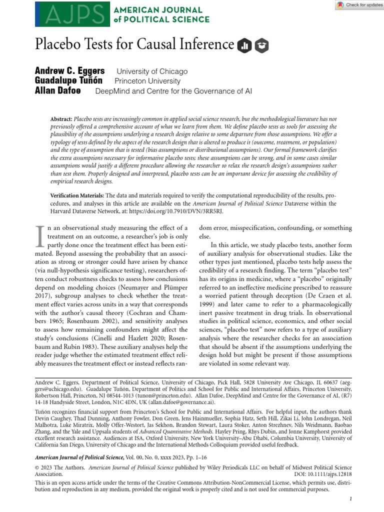 Understanding Placebo Tests in Research | PDF | Type I And Type Ii ...