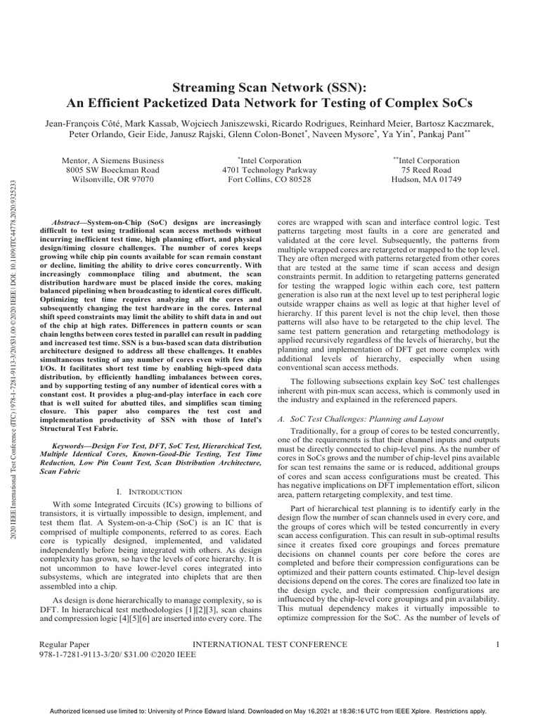 Streaming Scan Network | PDF | Multi Core Processor | System On A Chip
