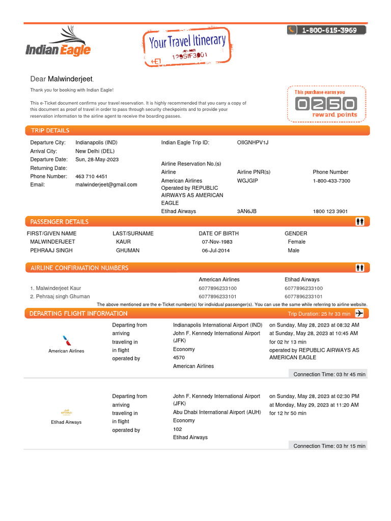 America To India Flight | PDF | Airlines | John F. Kennedy International Airport