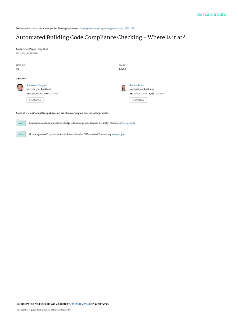 2013 - Dimyadi - Automated Building Code Compliance Checking - Where Is ...
