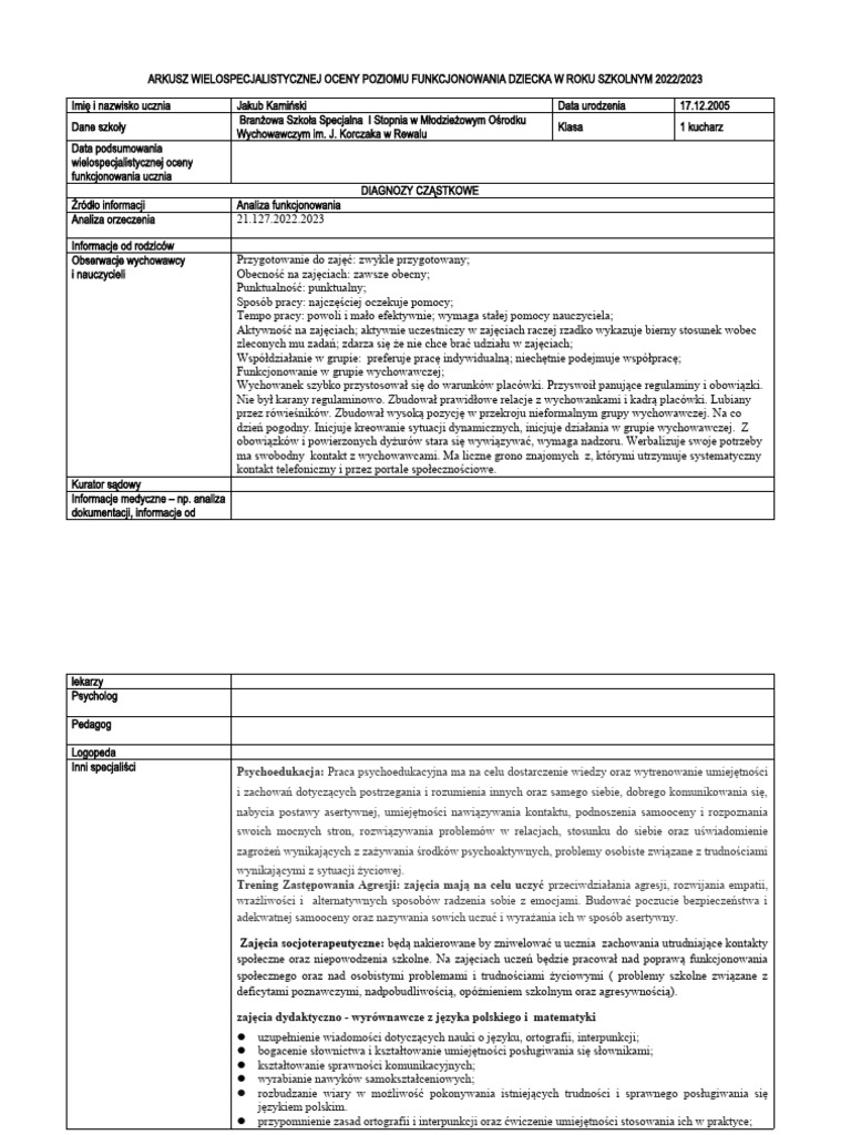 Jakub Kamiński WOPFU 2022 | PDF