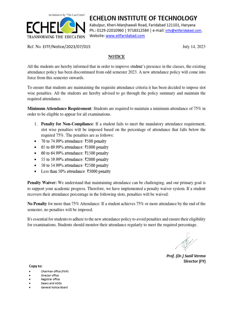 New Attendance Policy-Notice | PDF