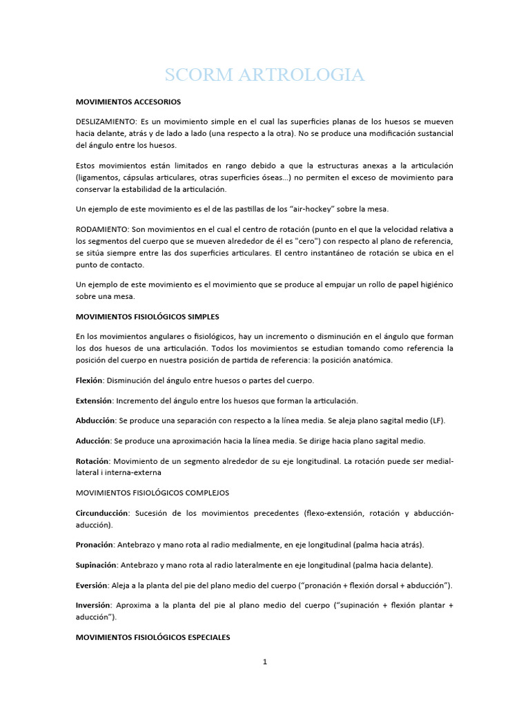 Scorm Artrología | PDF | Articulación | Cartílago