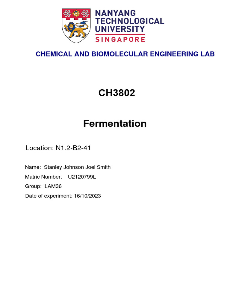 CH3802 CE5 Fermentation Report | PDF