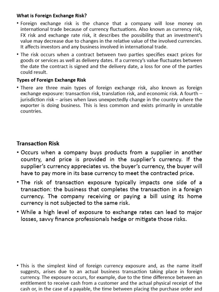 Risks in Foreign Exchange | PDF | Financial Risk | Exchange Rate