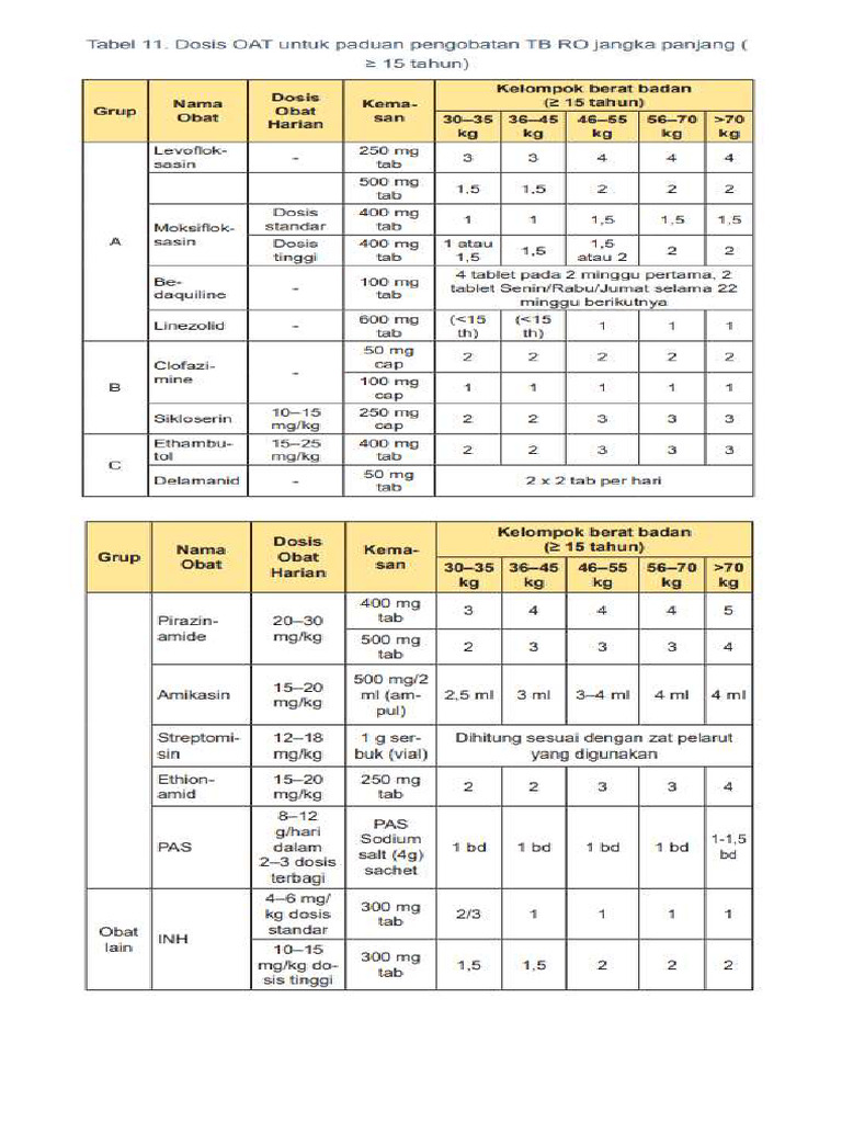 Dosis Oat TB Ro 15 Tahun Ke Atas | PDF