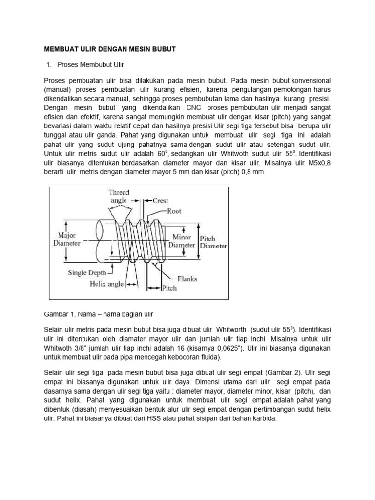 Membuat Ulir Dengan Mesin Bubut | PDF | Griya & Taman | Teknologi ...