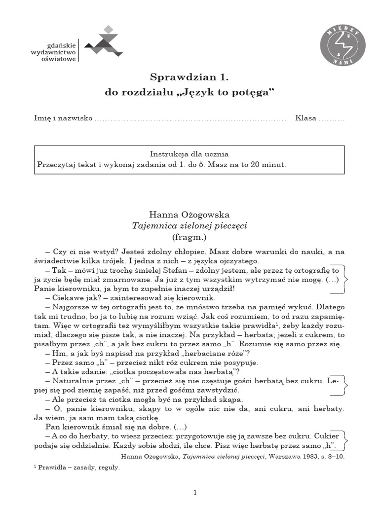 4 1 Test Jezyk To Potega PDF | PDF