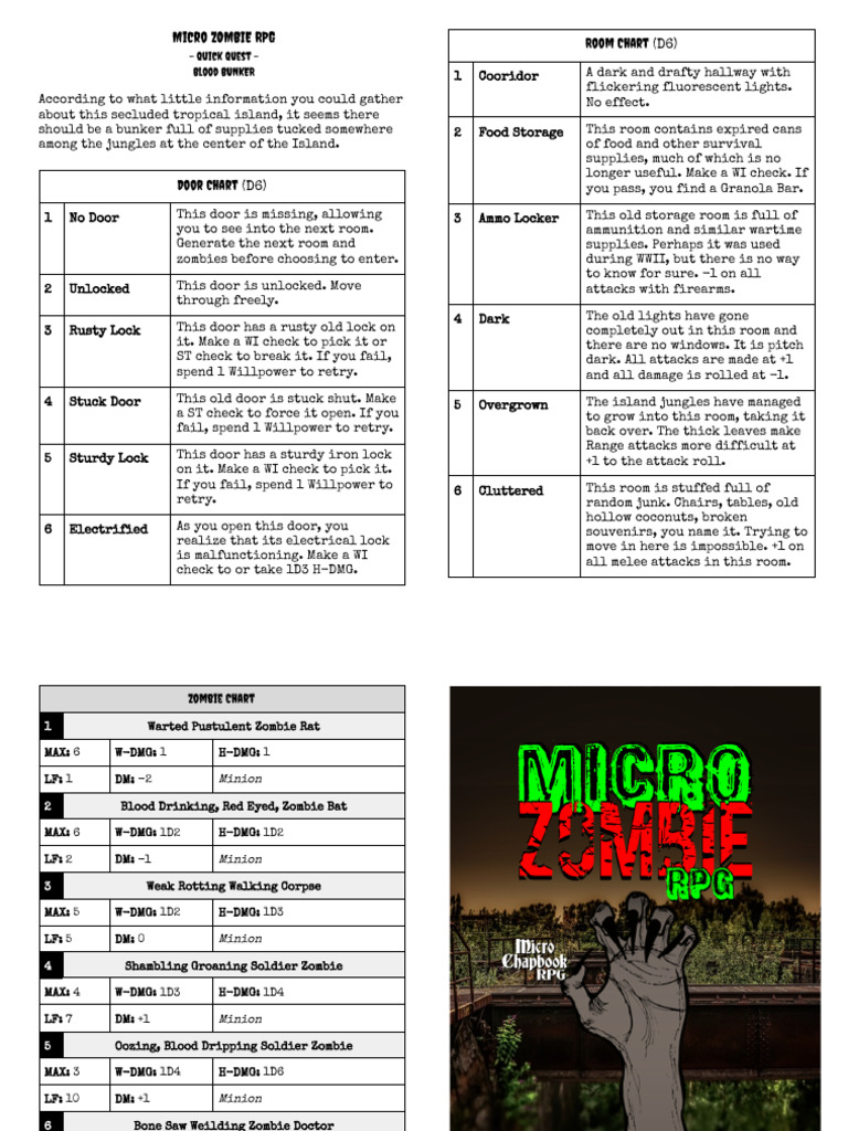 Micro Zombie RPG Blood Bunker (Quick Quest) | PDF