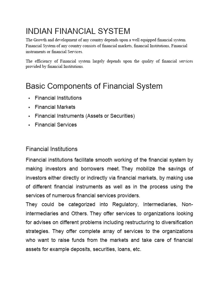 Indian Financial System | PDF | Financial Markets | Securities (Finance)