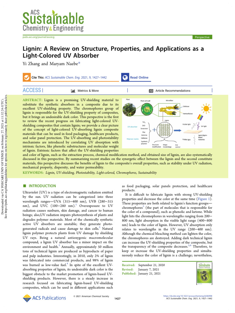 Zhang (2021) - Lignin - A Review On Structure, Properties, and ...