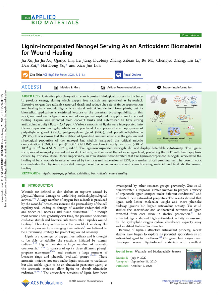 Xu (2021) - Lignin-Incorporated Nanogel Serving As An Antioxidant ...
