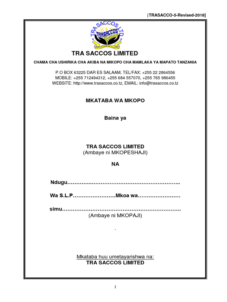 Mkataba Wa Mkopo 2018 | PDF