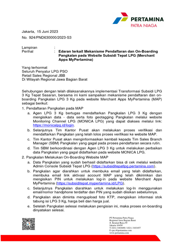 Surat Edaran Terkait Mekanisme Pendaftaran Dan On-Boarding Pangkalan ...