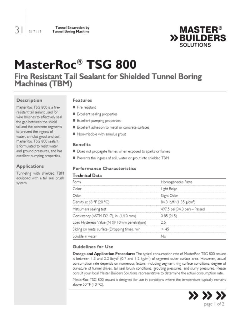 Mbs Masterroc TSG 800 Tds | PDF | Shelf Life