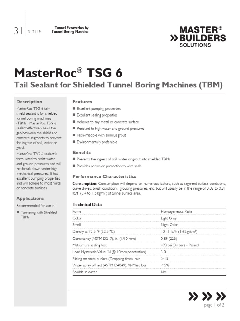 Mbs Masterroc TSG 6 Tds | PDF | Tunnel | Concrete